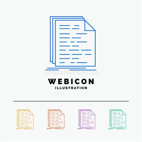 Code Coding Doc Programming Script 5 Color Line Web Icon Template