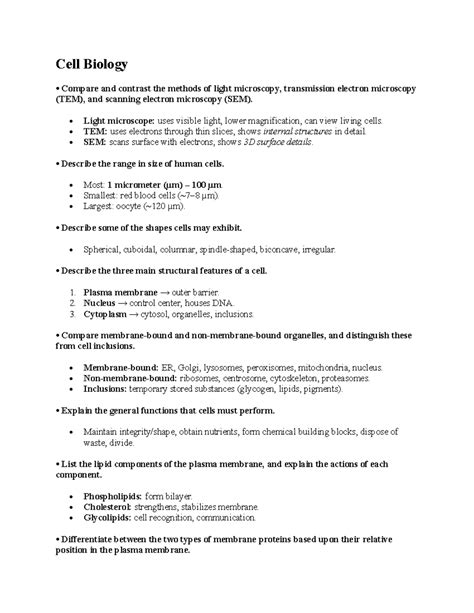 Cell Biology Bio101 Overview Of Microscopy Cell Structure