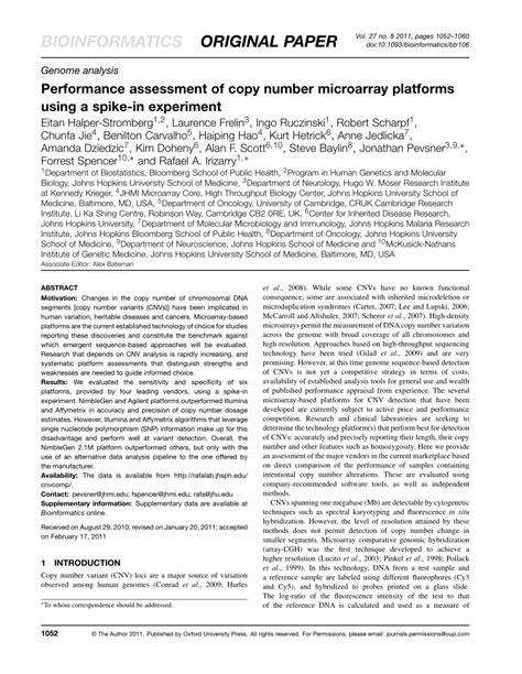pdf performance assessment of copy number microarray platforms using