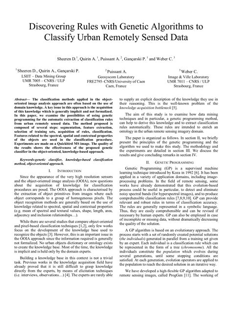 Pdf Discovering Rules With Genetic Algorithms To Classify Urban