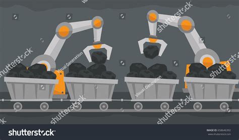 Robotic Arm Working Coal Mine Robotic Stock Vector Royalty Free