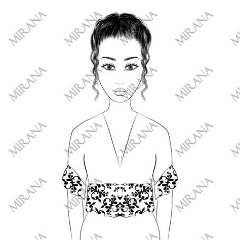 Девушка раскраска принт для одежды цифровой рисунок Милена Иванова скачать на Wildberries