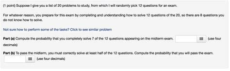Solved 1 Point Suppose I Give You A List Of 20 Problems To Chegg Com