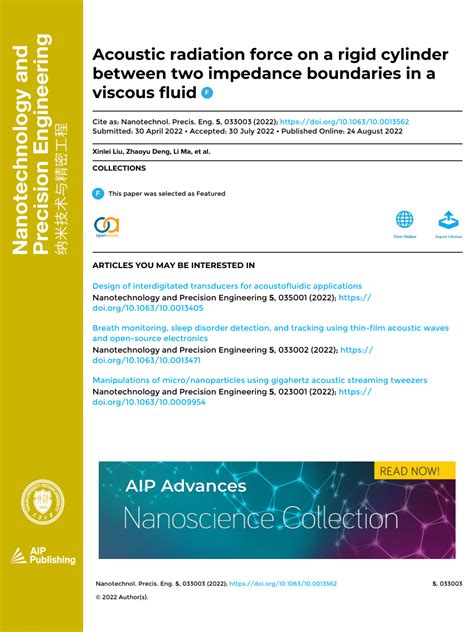 Pdf Acoustic Radiation Force On A Rigid Cylinder Between Two Impedance Boundaries In A Viscous