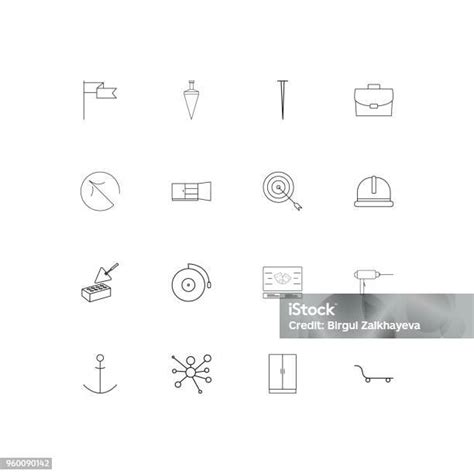 산업 선형 얇은 아이콘 설정합니다 간단한 벡터 아이콘 설명 0명에 대한 스톡 벡터 아트 및 기타 이미지 0명 간판 드릴 Istock