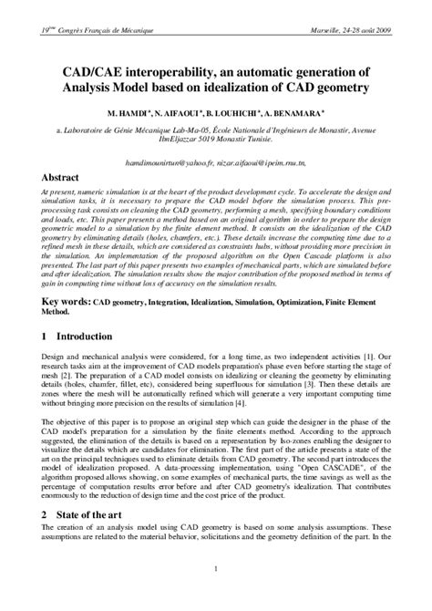 Pdf Cadcae Interoperability An Automatic Generation Of Analysis Model Based On Idealization