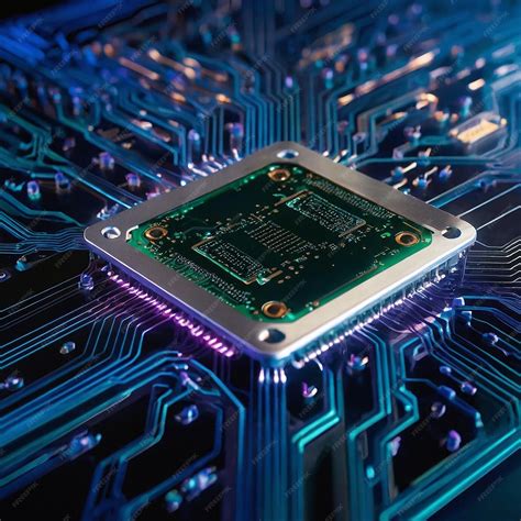 advanced technology concept visualization circuit board cpu processor microchip premium ai
