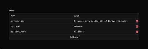 Key Value Forms Filament