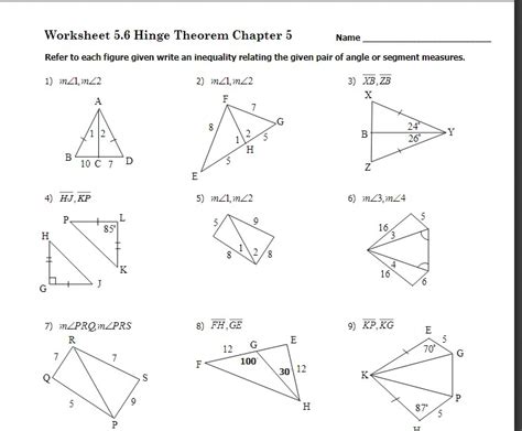 Hinge Theorem Worksheet Printable Word Searches