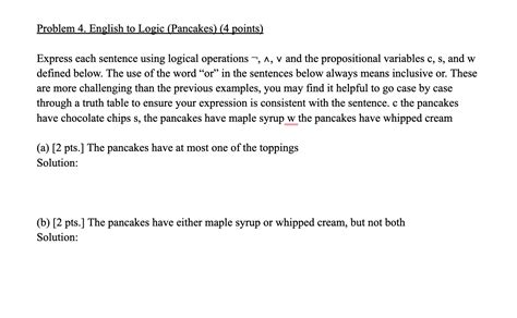 Solved Express Each Sentence Using Logical Operations ¬∧∨