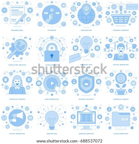 Line Icons Set Flat Design Elements Stock Vector Shutterstock
