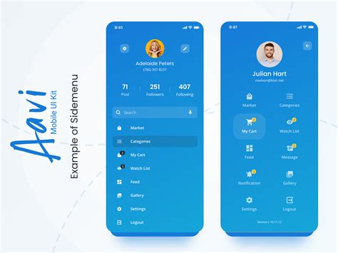 Sidemenu Example From Aavi Mobile App Ui Kit By Prameshwar Kumar On Dribbble