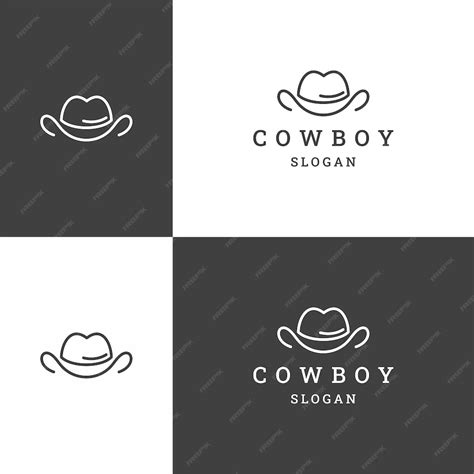 카우보이 로고 아이콘 디자인 서식 파일 프리미엄 벡터