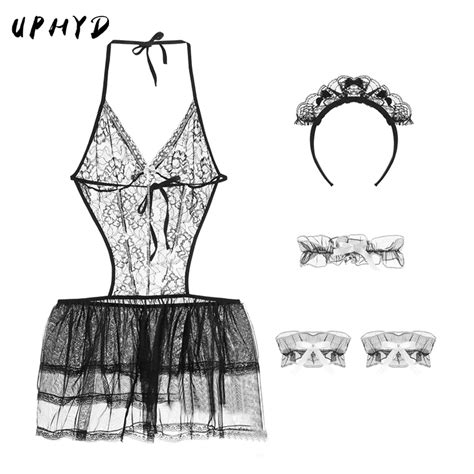 Uphyd White Black Sexy Lingerie For Mature Women Chemises Erotic Sexy