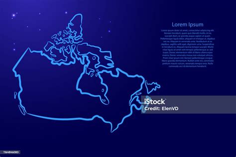 캐나다는 미래의 육각형 모양 선 노드의 파란색과 빛나는 별 허니콤 또는 배너 포스터 인사말 카드에 대한 분자 구조의 형태로매핑됩니다 벡터 그림입니다 비즈니스에 대한 스톡