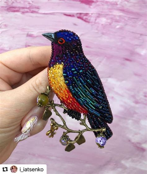 На изображении может находиться птица Птички Бисерные ювелирные изделия Бисер