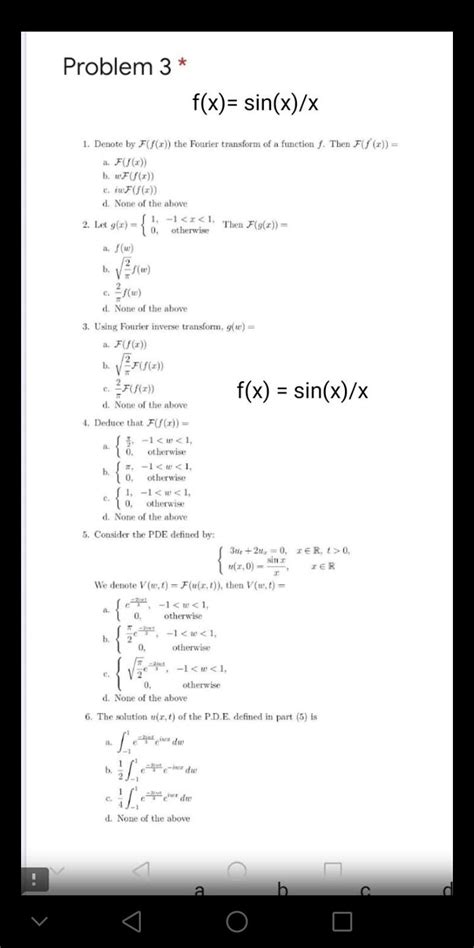 Solved Problem 3 F X Sin X X 1 Denote By Ff X The Chegg Com