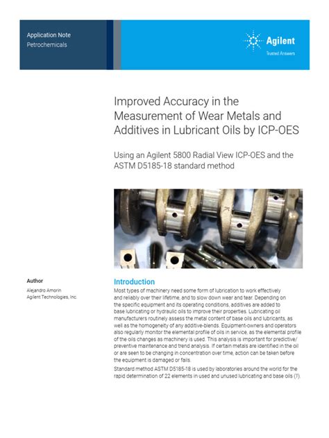Application Wear Metals Icp Oes 5800 5994 1671en Us Agilent Pdf Detection Limit Materials