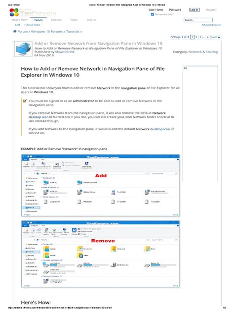 Add Or Remove Network From Navigation Panel In Windows 10 Pdf