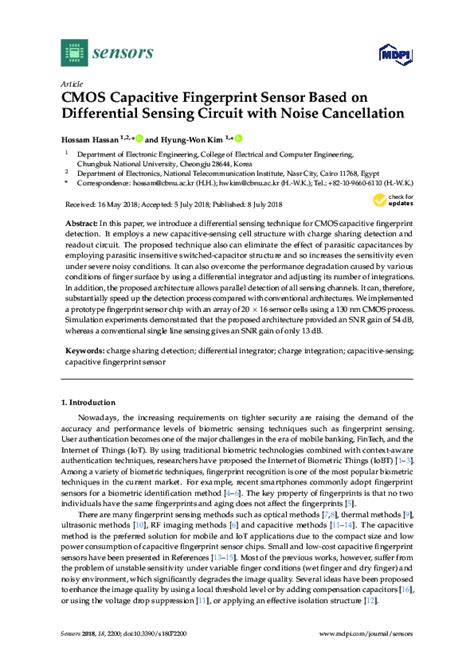 Pdf Cmos Capacitive Fingerprint Sensor Based On Differential Sensing