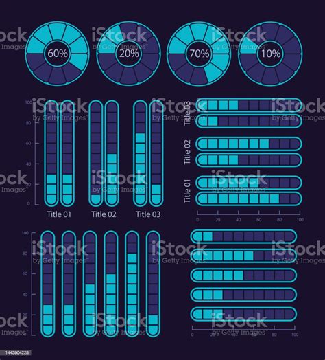 Big Data Analysis Report Infographic Chart Design Template Set For Dark