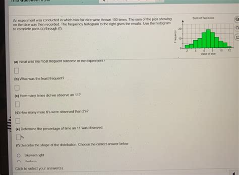 Solved Sum Of Two Dice An Experiment Was Conducted In Which Chegg Com