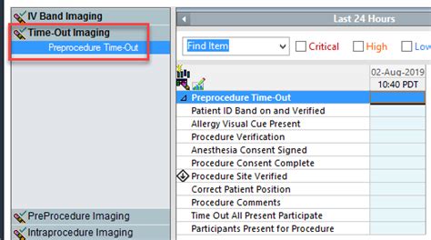 Document Procedure Time Out Medical Imaging