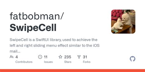 GitHub Fatbobman SwipeCell SwipeCell Is A SwiftUI Library Used To