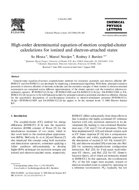 Pdf High Order Determinantal Equation Of Motion Coupled Cluster