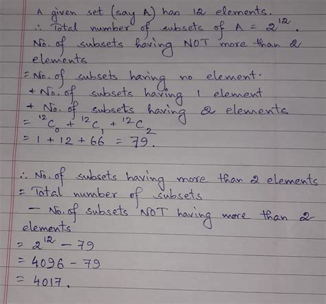 Solved If A Given Set Has Twelve Elements How Many Of Its Subsets Course Hero