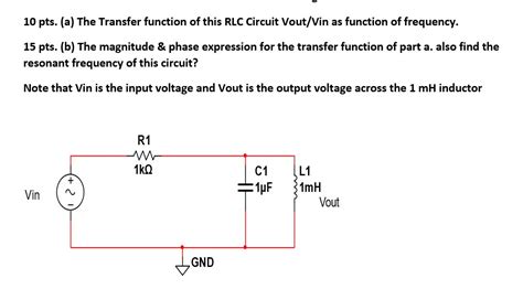 Parallel Resonant Circuit Transfer Function Circuit Diagram