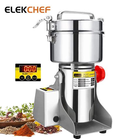 Elekchef 디지털 건식 곡물 그라인더 밀 전기 고속 스파이스 그라인더 상업 모터 분말 기계 800g 2400w