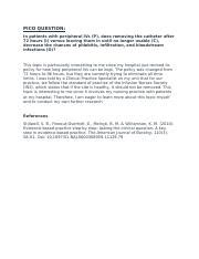 PICO QUESTION Docx PICO QUESTION In Patients With Peripheral IVs P Does Removing The Catheter