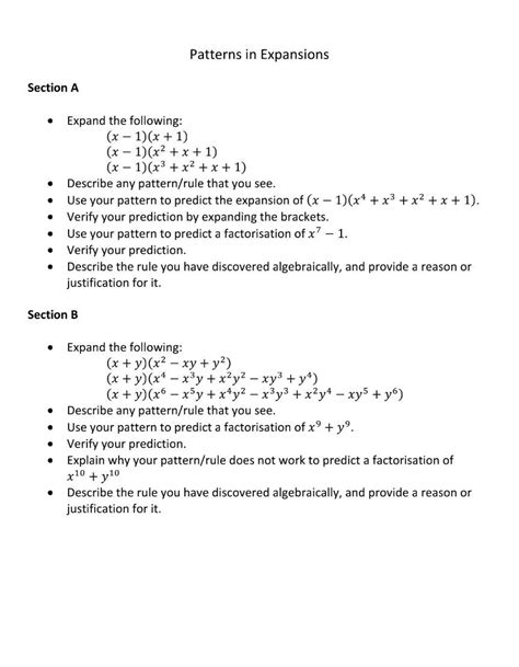 Solved Patterns In Expansions Section A Expand The Chegg Com