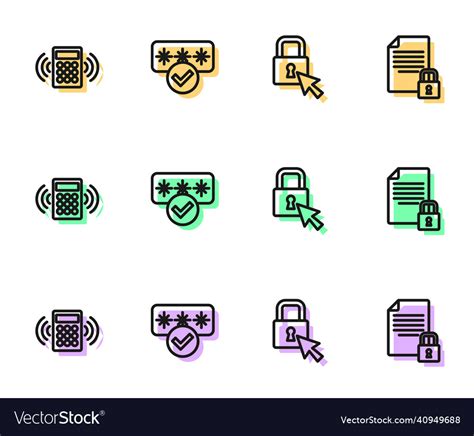 Set Line Lock Security Keypad Access Panel Vector Image