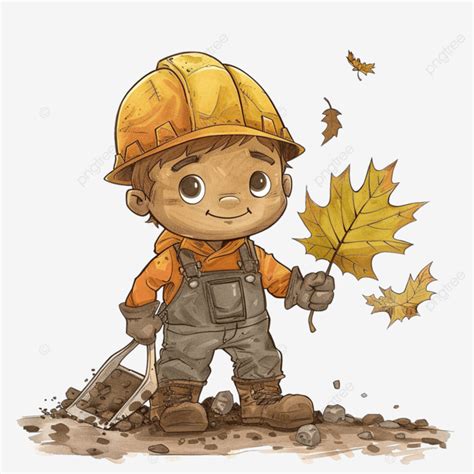 도로 건설 작업을 하는 말린 잎의 캐릭터 만화 죽은 정원 자연 Png 일러스트 및 이미지 에 대한 무료 다운로드 Pngtree