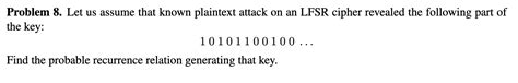 solved problem 8 let us assume that known plaintext attack