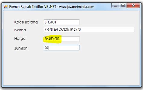 membuat format mata uang rupiah pada vb java media kita