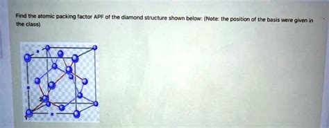 solved find the atomic packing factor apf of the diamond structure