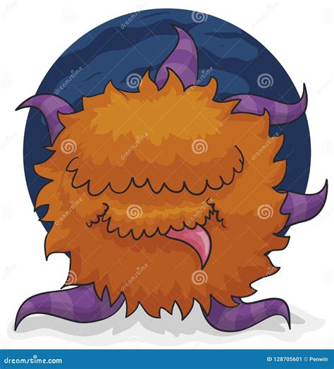 Grappig Rood Haired Monster Met Tentakels Klaar Voor Een Ellende