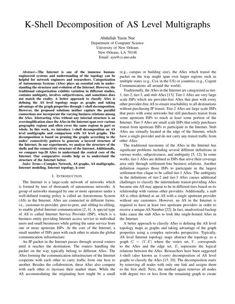 Pdf K Shell Decomposition Of As Level Multigraphs