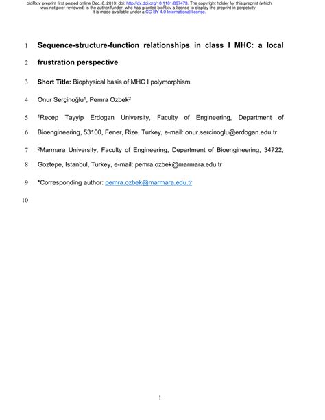 Pdf Sequence Structure Function Relationships In Class I Mhc A Local