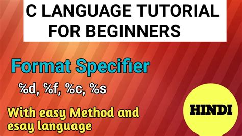 Format Specifier Format Specifiers In C C Programming Language