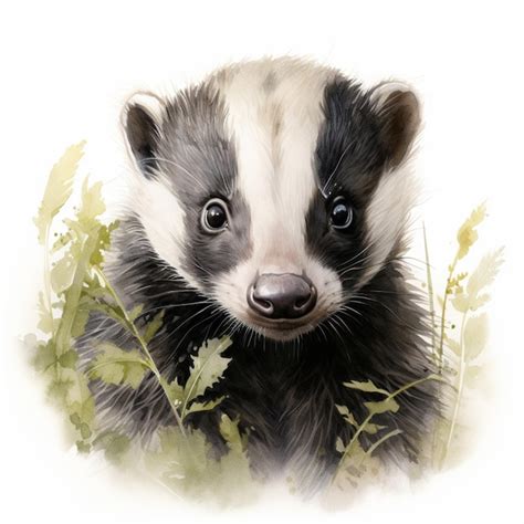 Premium Ai Image There Is A Drawing Of A Badger Cub In The Grass Generative Ai