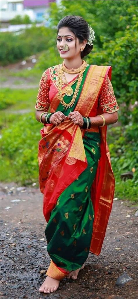 Red Saree Marathi Girl