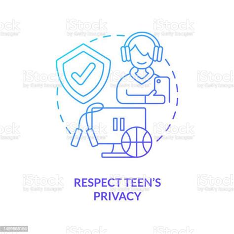 십대 개인 정보 보호 존중 파란색 그라데이션 개념 아이콘 개념에 대한 스톡 벡터 아트 및 기타 이미지 개념 경계 날씬한 Istock