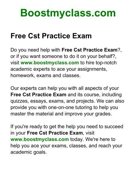 Free Cst Practice Exam