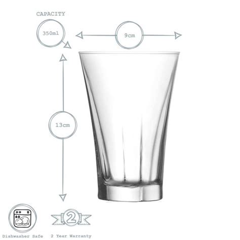 Glassware Truva Highball Glasses 350ml Clear Pack Of 12 Lav