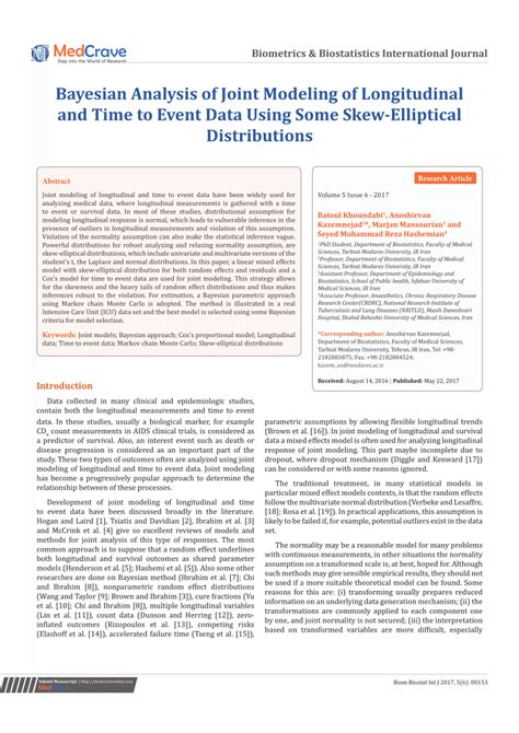 Pdf Bayesian Analysis Of Joint Modeling Of Longitudinal And Time To Event Data Using Some Skew