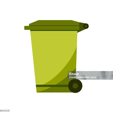 쓰레기통을 쓰레기통에 보관하십시오 거리 플라스틱 휠리 쓰레기통 쓰레기 용기 흰색 배경에 격리 된 쓰레기통의 녹색 색상 아이콘 바퀴 달린 쓰레기통에 대한 스톡 벡터 아트 및